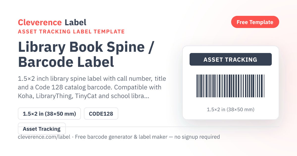 Library Book Spine / Barcode Label — Free CODE128 Barcode Label ...